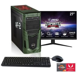 Hyrican Gaming-PC-Komplettsystem »Military SET02159« 27 ′′ AMD Ryzen 3 Radeon Graphics 16 GB RAM 480 GB SSD inklusive 27" Monitor MSI Optix G271...