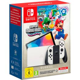 NINTENDO SWITCH Konsolen-Set »Switch OLED inkl. Super Mario Bros Wonder + 12 Monate NSO« 64 GB weiß
