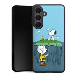 DeinDesign Galaxy S25 FE Handy Premium Silikon H&uuml;lle Handyh&uuml;lle schwarz Case Peanuts Children Snoopy Silikon Premium Case