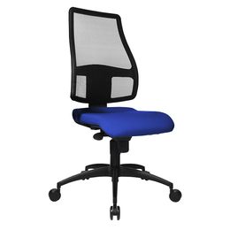 Topstar Bürostuhl, Rückenlehnenhöhe 680 mm, Punktsynchron-Mechanik, Flachsitz, Sitz royalblau, Netzrücken schwarz