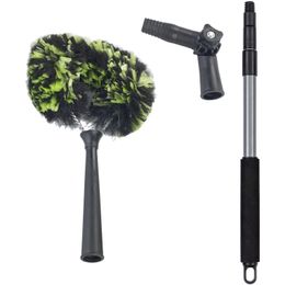 Staubwedel Maximex "3in1", gr&uuml;n (gr&uuml;n, schwarz), B:19cm H:162cm L:5cm, Kunststoff, Stahl, Staubwischer, Staubwedel, Eck-Staubb&uuml;rste, Teleskopstiel & Knickgelenk, Trocken- & Nassreinigung