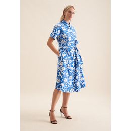 Sommerkleid Seidensticker "Schwarze Rose", Damen, Gr. L40, Normalgrößen, weiß, 100% Baumwolle, bedruckt, regular fit, Kleider, Kurzarm Kragen Druck