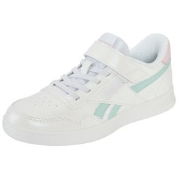 Sneaker Reebok CLASSIC "COURT ADVANCE ELASTIC LACE & TOP STRAP", Gr. 31, ftwrweiß, glitchaqua, frostedberry, Synthetik, Schuhe