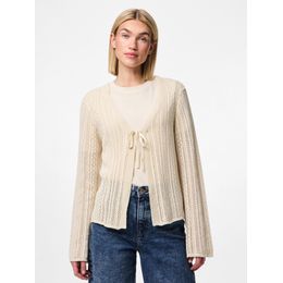Strickjacke Pieces "PCNUKA LS KNIT CARDIGAN NOOS BC", Damen, Gr. XL, beige (birch), Strick, Obermaterial: 100% Baumwolle, unifarben, regular fit normal, V-Ausschnitt, Strickjacken
