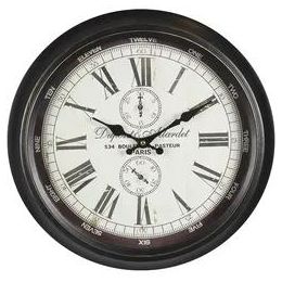 Wanduhr AMBIENTE HAUS "Dupont Wanduhr aus Metall 40cm", schwarz, B:40cm H:40cm T:6cm, Wanduhren