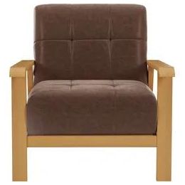 Sit & More Sessel SIT & MORE "Billund", braun (nougat), B:78cm H:88cm T:106cm, 100% Polyester, Sessel, Armlehnen aus eichefarbigem Buchenholz, verschiedene Bezüge und Farben