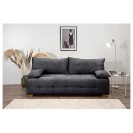 Schlafsofa Collection AB "Bella, B: 196 cm, Liegefl. 145x196 cm", grau (anthrazit), B:196cm H:45cm T:96cm, 100%Polyester, Sofas, mit Bettfunktion, Bettkasten & 2 Armlehnenkissen, Federkern