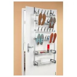Türregal Ruco, grau (aluminiumfarben, grau), B:52cm H:135cm T:20cm, Aluminium, Kunststoff, Regale, Aluminium/Kunststoff, für Schuhe und Utensilien