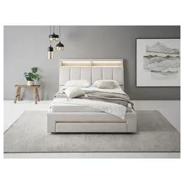 Polsterbett Inosign "CiTY/GiRON,, gepolstertes Stauraumbett, mit LED Beleuchtung", beige (hellbeige), B:170cm H:110cm L:235cm, Betten, Bettkasten mit Hundebett oder als Stauraum, klappbare Kopfteile