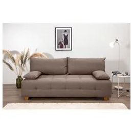 Schlafsofa Collection AB "Bella, B: 196 cm, Liegefl. 145x196 cm", cappucino, B:196cm H:45cm T:96cm, 100%Polyester, Sofas, Schlafsofa, Bettfunktion, Bettkasten & 2 Armlehnenkissen, Federkern, Topseller