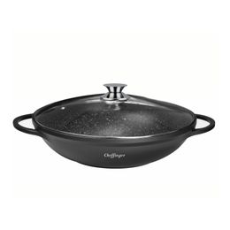Wokpfanne mit Deckel &oslash;40 cm - Marmorbeschichtung & Induktionsgeeignet