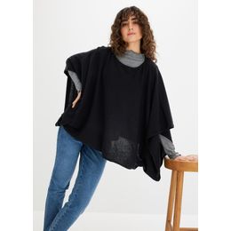 bonprix kurzer Wollponcho, schwarz