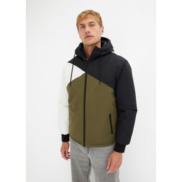 bonprix Winterjacke mit Kapuze im Colourblocking, schwarz, Gr.50, Moderne merhfarbige Winterjacke mit Kapuze