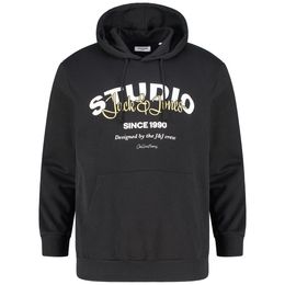 Jack & Jones Gro&szlig;e Gr&ouml;&szlig;en Jack&Jones Hoodie mit Label-Print Farbe schwarz Gr&ouml;&szlig;e: 7XL