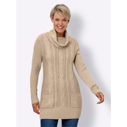 WITT Damen Longpullover mit aufgesetzten Taschen, beige, Gr&ouml;&szlig;e 38