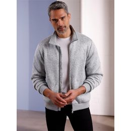 WITT Herren Strickfleecejacke mit Teddyfutter, hellgrau-meliert, Größe 56/58
