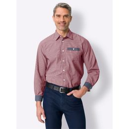 WITT Herren Karohemd, dunkelrot-weiß-kariert, Größe 45/46