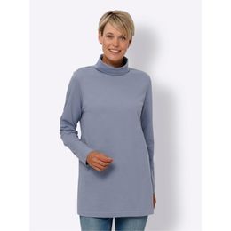 WITT Damen Longshirt mit Rollkragen, taubenblau, Größe 44