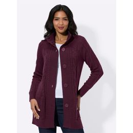 WITT Damen Strickjacke mit Links- und Zopf-Strickmuster, burgund, Gr&ouml;&szlig;e 52