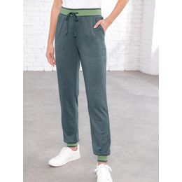 WITT Damen Freizeithose mit geripptem Dehnbund, petrol-meliert, Gr&ouml;&szlig;e 38