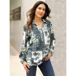WITT Damen Longbluse im Paisley-Druck in Patch-Optik, champagner-marine-bedruckt, Gr&ouml;&szlig;e 48