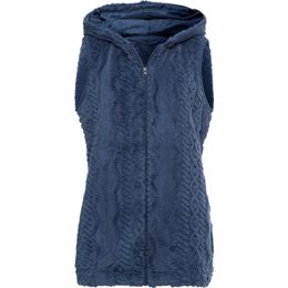 WITT Damen Fleeceweste aus Teddy-Fleece, jeansblau, Gr&ouml;&szlig;e 40
