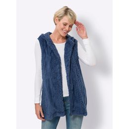 WITT Damen Fleeceweste aus Teddy-Fleece, jeansblau, Gr&ouml;&szlig;e 52