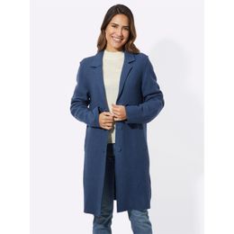 WITT Damen Kurzmantel aus Viskose und Wolle, jeansblau, Gr&ouml;&szlig;e 56