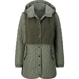 WITT Damen Steppjacke mit Teddy-Fleece, khaki, Gr&ouml;&szlig;e 40