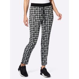 WITT Damen Schlupfhose in schmaler Form, Hahnentritt, schwarz-ecru-bedruckt, Gr&ouml;&szlig;e 56