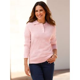 WITT Damen Polopullover mit Knopfleiste, rosenquarz-ecru-meliert, Größe 56