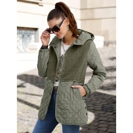 WITT Damen Steppjacke mit Teddy-Fleece, khaki, Gr&ouml;&szlig;e 52