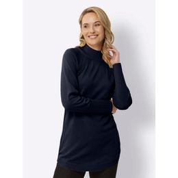WITT Damen Longpullover aus reiner Baumwolle, marine, Gr&ouml;&szlig;e 40