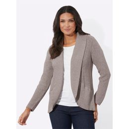 WITT Damen Strickjacke mit Schalkragen, taupe-ecru-meliert, Gr&ouml;&szlig;e 46