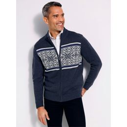 WITT Herren Strickjacke mit Norweger-Muster, marine-steingrau-meliert, Gr&ouml;&szlig;e 50