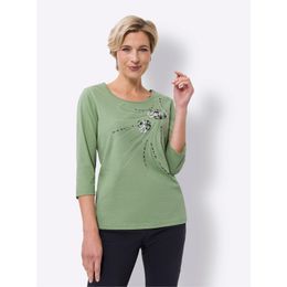 WITT Damen T-Shirt mit platziertem Bl&uuml;ten-Print, eucalyptus, Gr&ouml;&szlig;e 50