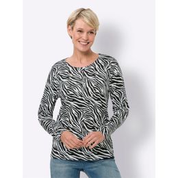 WITT Damen Langarmshirt mit Zebra-Muster, schwarz-ecru-bedruckt, Gr&ouml;&szlig;e 40