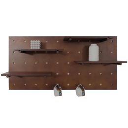 Wandpaneel HWC-P24, Wanddekoration Wandregal Steckboard Lochplatte, 4 Ebenen Aufhängung 100x50cm MVG ~ braun