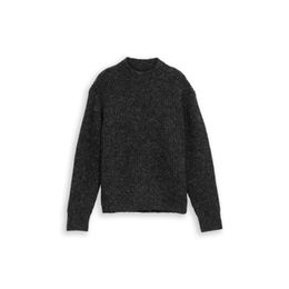 Tom Tailor Denim Damen Relaxed Fit Strickpullover mit Stehkragen, grau, Meliert, Gr. XL