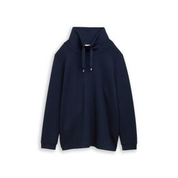 Tom Tailor Damen Plus Size - Scuba Sweatshirt mit Stehkragen, blau, Uni, Gr. 46
