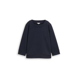 Tom Tailor Damen Boxy Fit Sweatshirt mit 7/8-Arm, blau, Uni, Gr. M