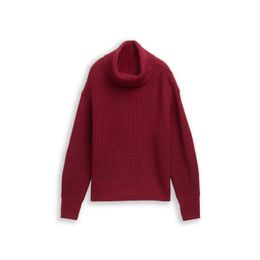 Tom Tailor Damen Loose Fit Rollkragenpullover, rot, Meliert, Gr. XL