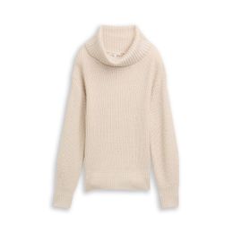 Tom Tailor Damen Loose Fit Rollkragenpullover, beige, Meliert, Gr. M