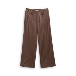 Tom Tailor Damen Culotte Hose in Lederoptik, braun, Uni, Gr. 44/28