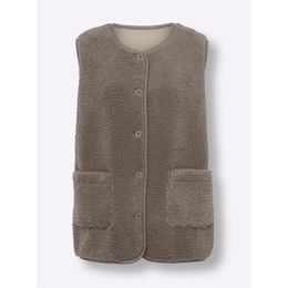 WITT Damen Fleeceweste zum Kn&ouml;pfen, taupe, Gr&ouml;&szlig;e 56