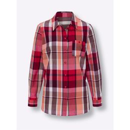 WITT Damen Longbluse mit 1 Brusttasche, sesam-erdbeere-kariert, Gr&ouml;&szlig;e 44