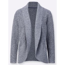WITT Damen Strickjacke mit Schalkragen, rauchblau-ecru-meliert, Gr&ouml;&szlig;e 50