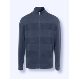 WITT Herren Strickjacke mit Rippenmuster, rauchblau, Gr&ouml;&szlig;e 46