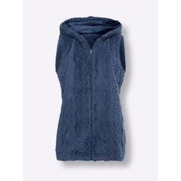 WITT Damen Fleeceweste aus Teddy-Fleece, jeansblau, Gr&ouml;&szlig;e 40