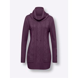 WITT Damen Longpullover mit aufgesetzten Taschen, traube, Gr&ouml;&szlig;e 52